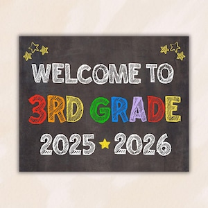 Printable Welcome to Third Grade Sign Chalkboard Classroom Sign Third ...