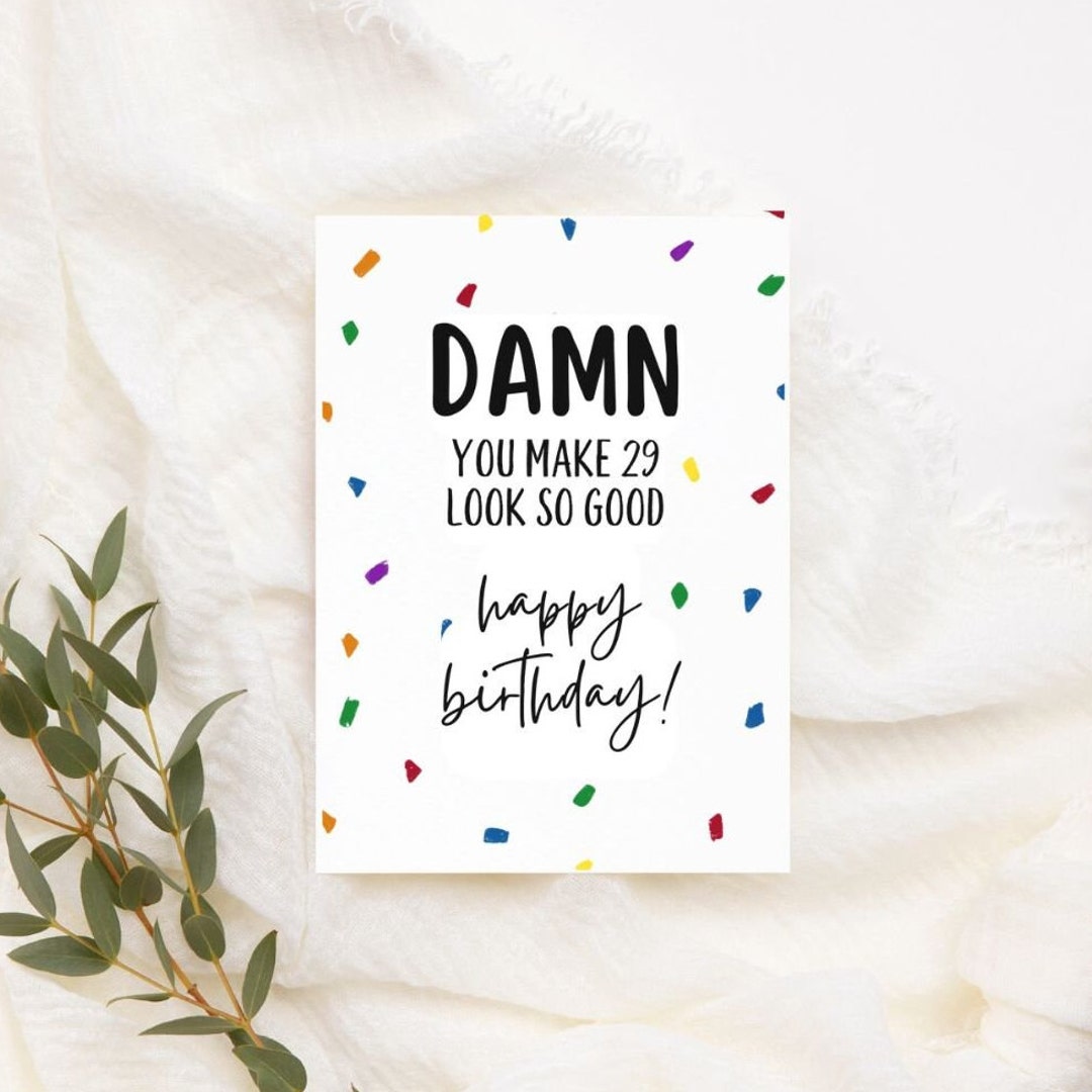Printable 29th Birthday Card | Instant Download | Funny Birthday Card ...