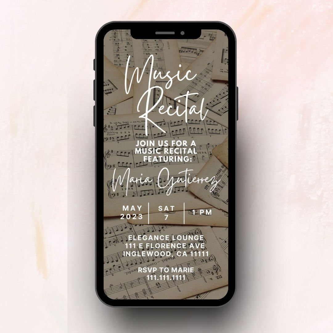 Music Recital Digital Invitation | Canva Editable Template | Music ...