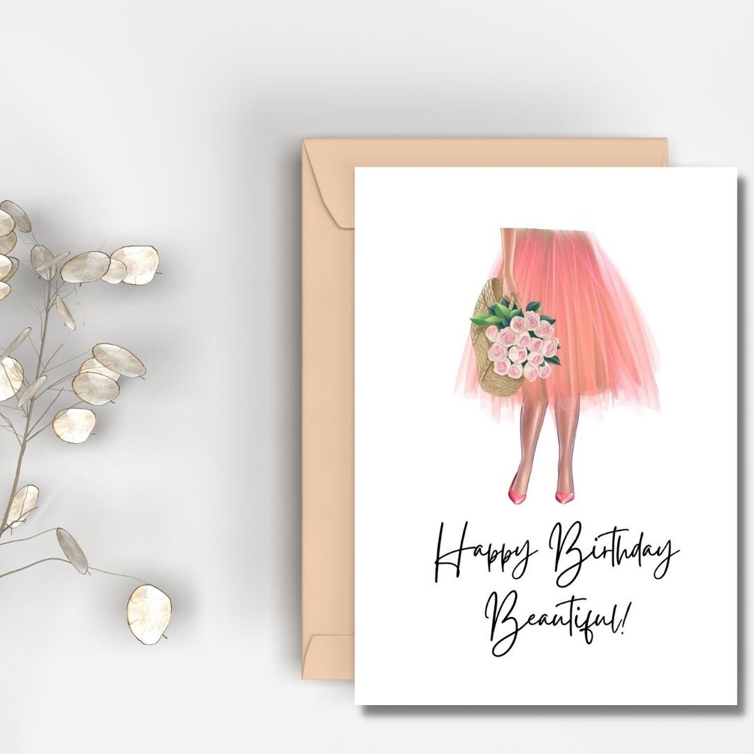 Printable Happy Birthday Beautiful Card | Instant Download | Girly ...