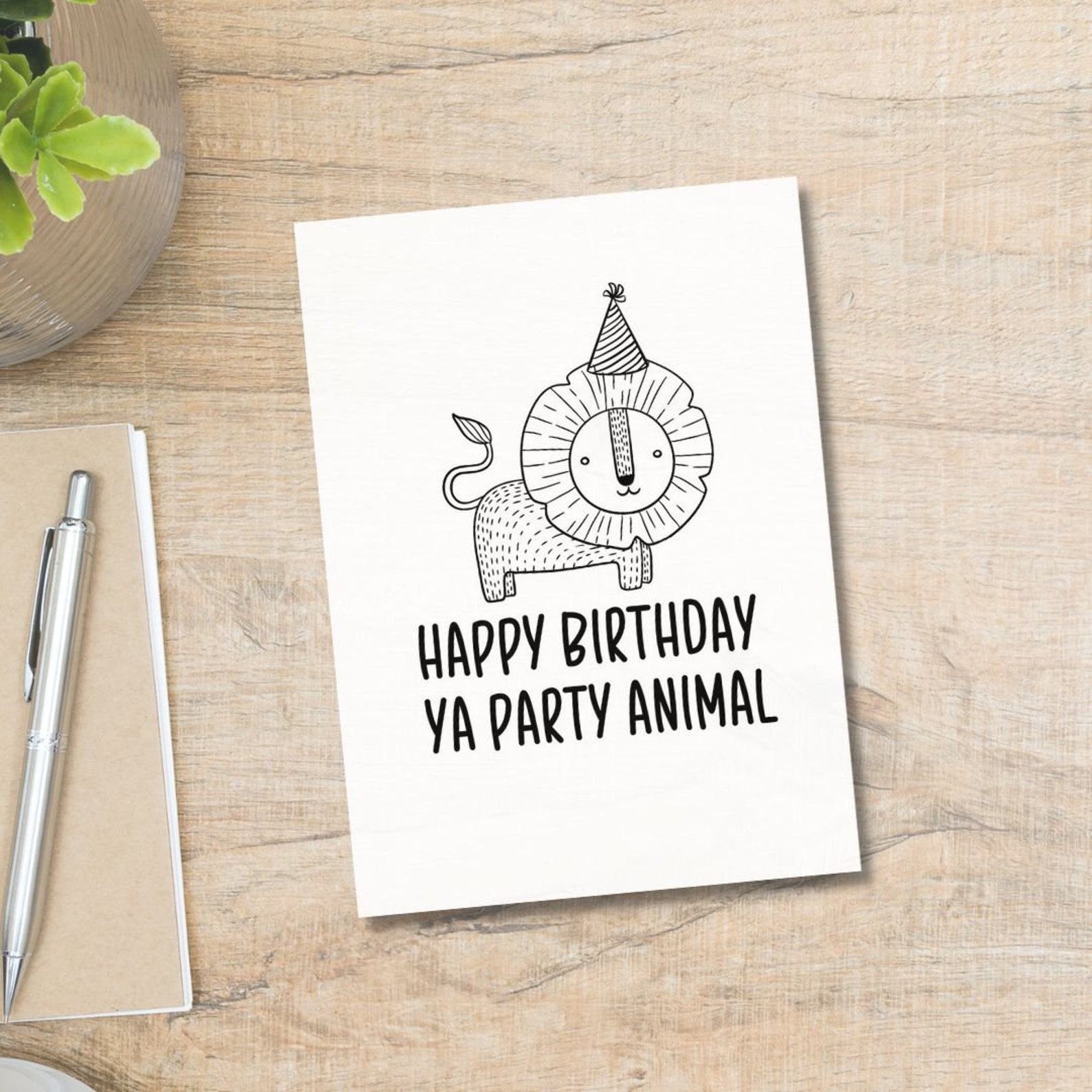 Printable Happy Birthday Ya Party Animal Card Instant - Etsy