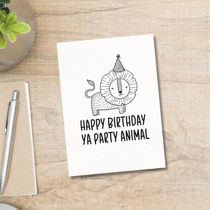 Printable Happy Birthday Ya Party Animal Card Instant - Etsy