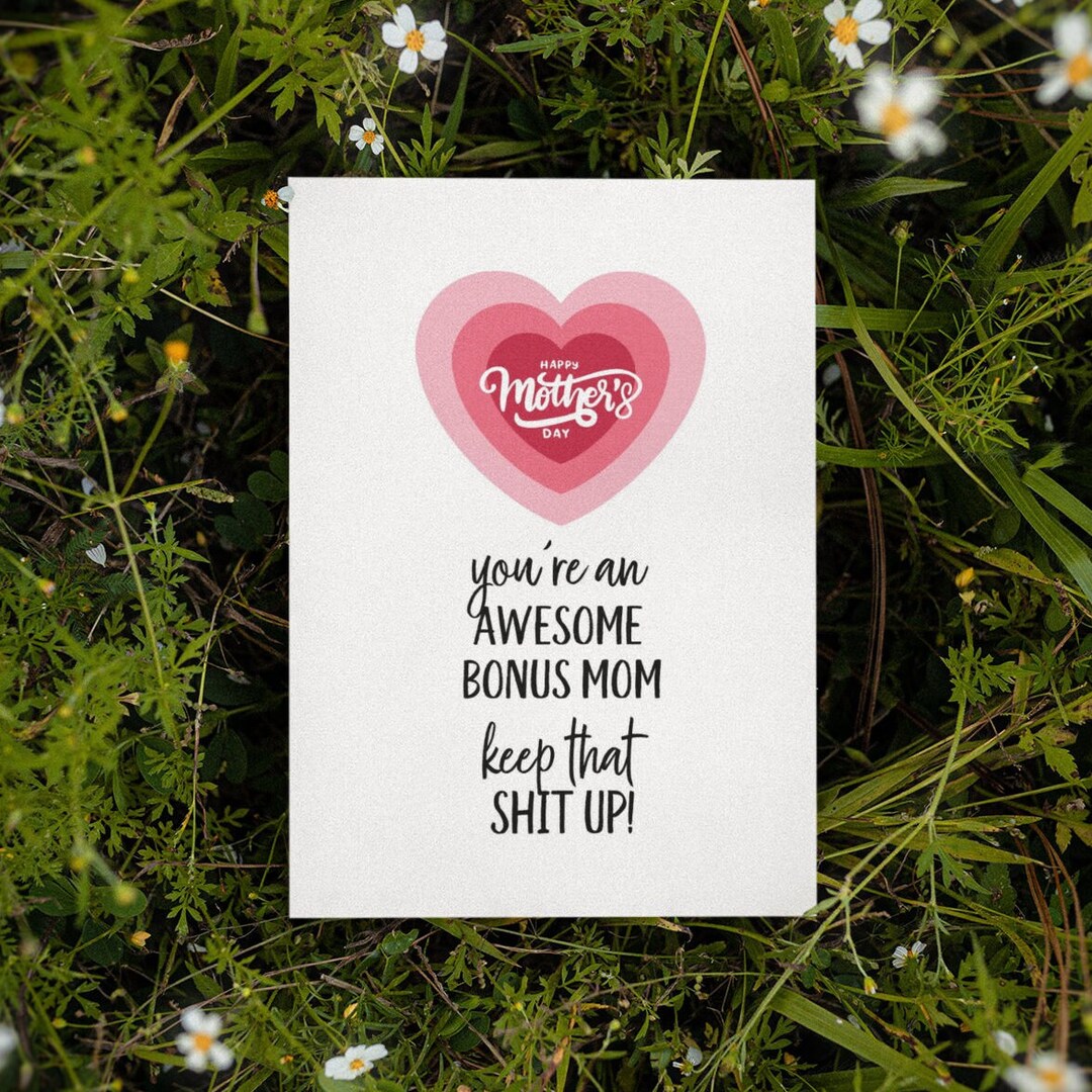 Best Awesome Bonus Mom Card | Mother's Day Card | Funny Mother's Day ...