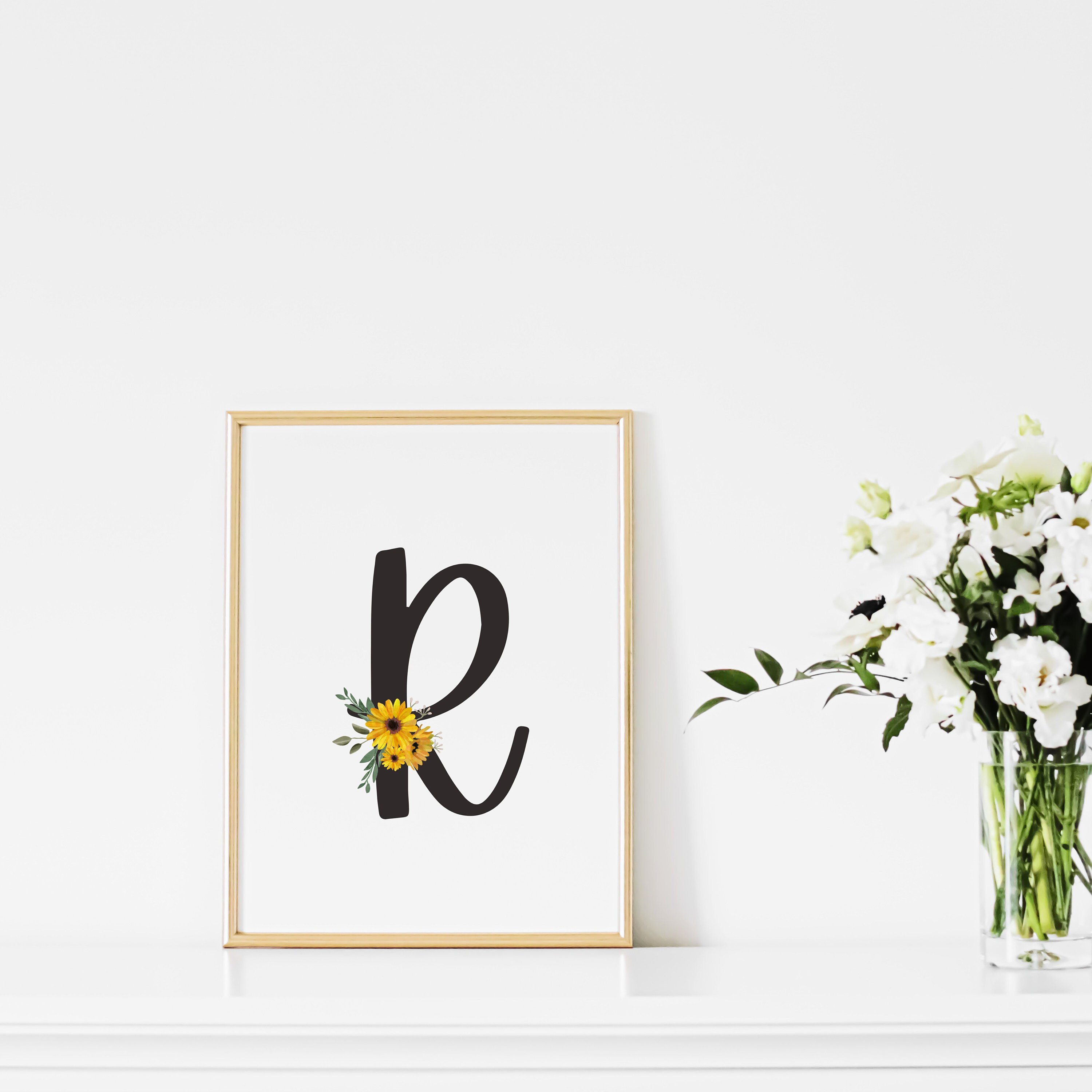 Sunflower Black Letter R Print First Initial Monogram - Etsy