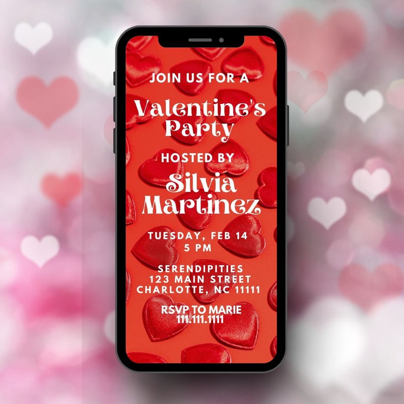 Valentine's Party Digital Invitation | Editable Canva Template ...