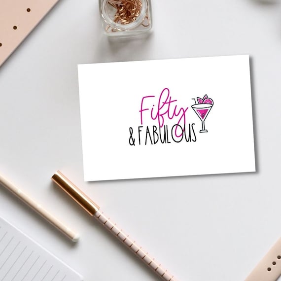 Happy Birthday Card Instant Download Fifty & Fabulous Card | Etsy