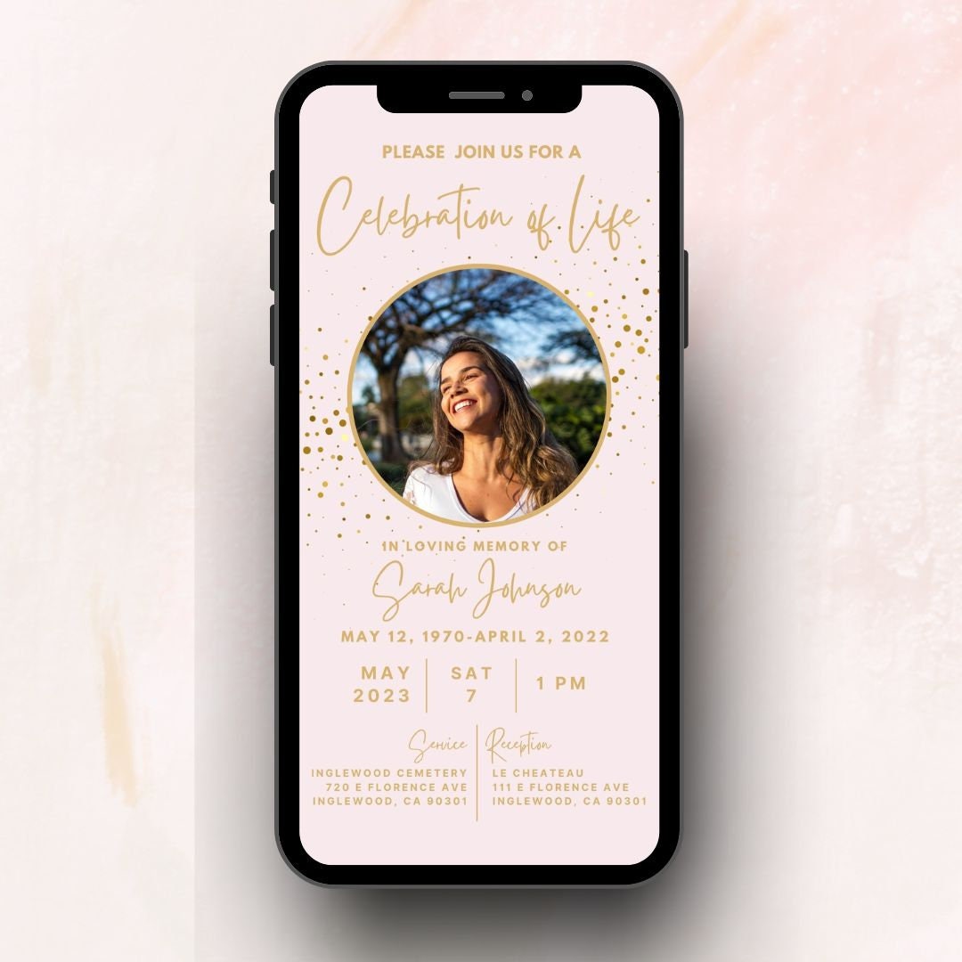 Memorial Invitation Electronic Celebration of Life Funeral E-vite ...