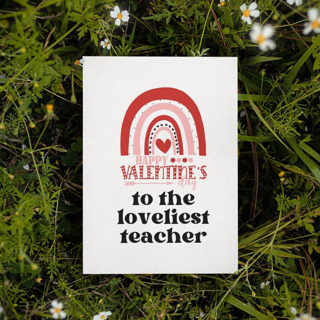 Printable Valentine's Card for Teacher | Instant Download | Rainbow ...