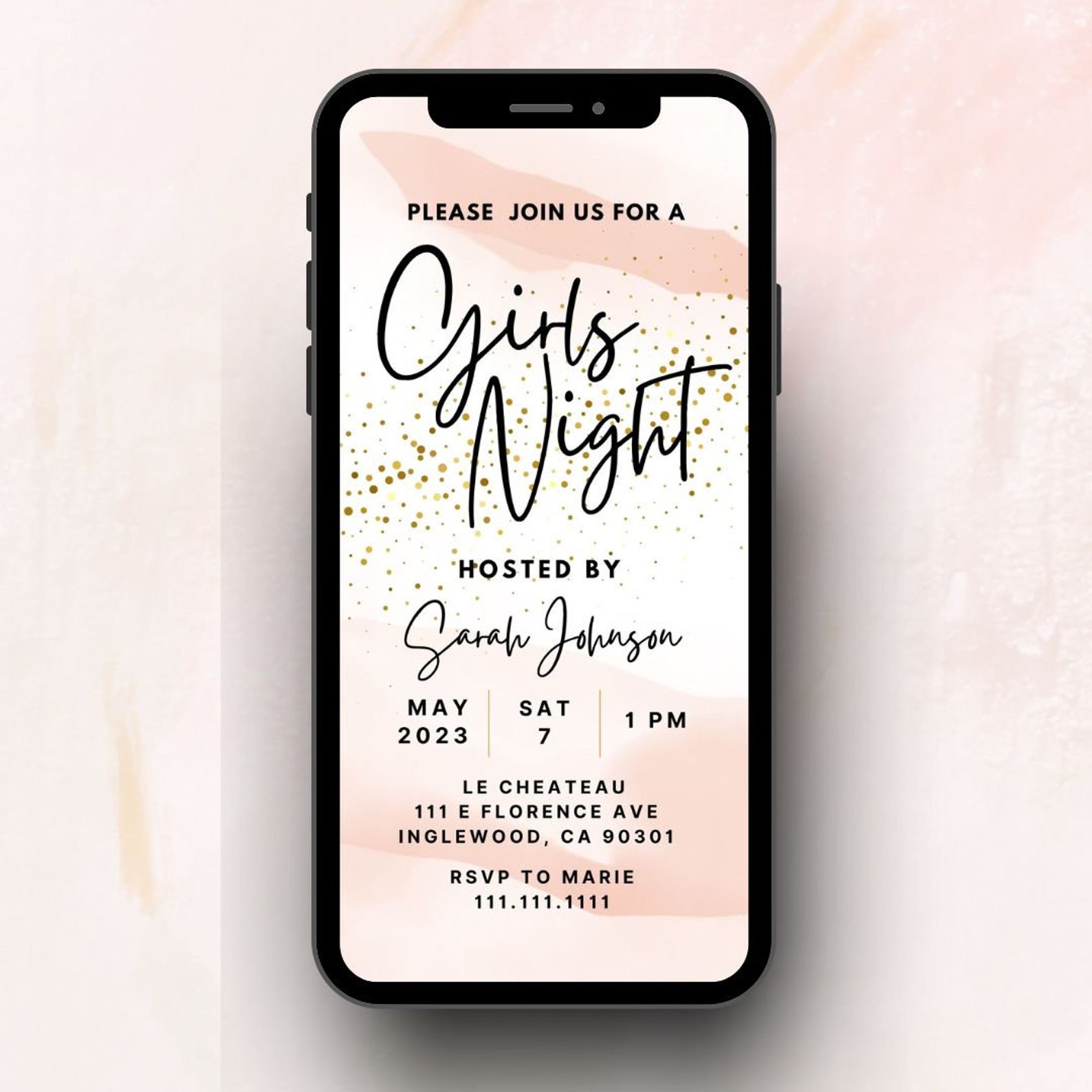 Girls Night Digital Invitation | Editable Canva Template | Instant ...