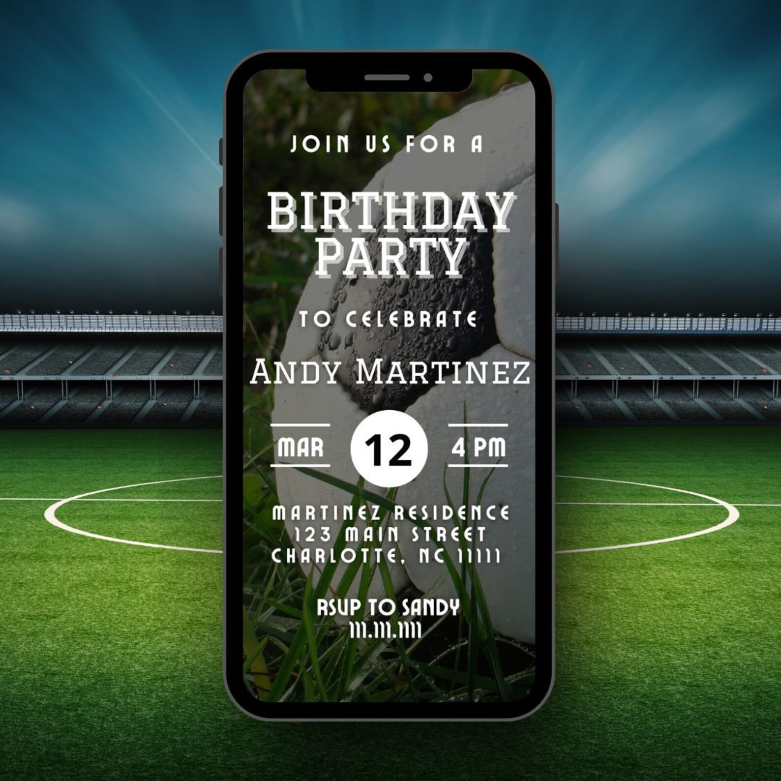 Soccer Birthday Party Digital Invitation Template | Editable Canva ...