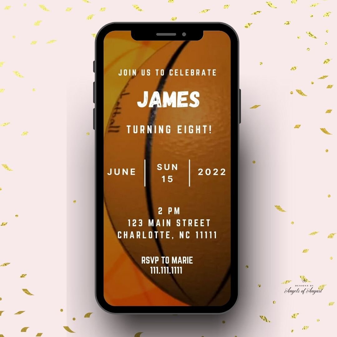 Basketball Birthday Video Invitation Template Editable Invite Instant ...