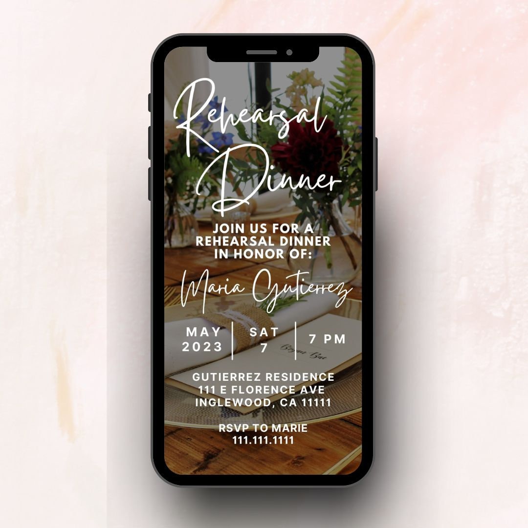 Rehearsal Digital Invitation | Canva Editable Template | Rustic Dinner ...