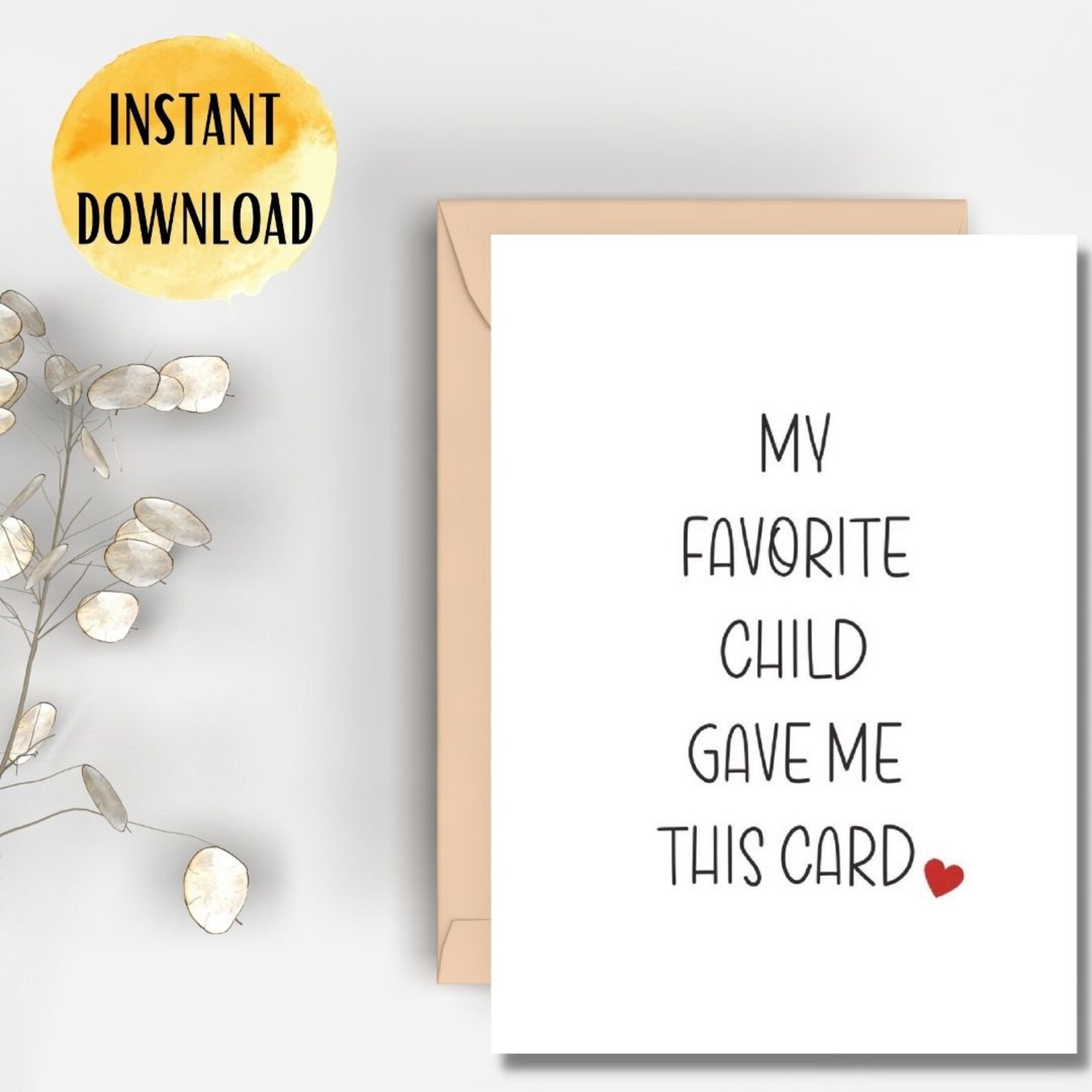 Printable My Favorite Child Card Instant Download Happy | Etsy