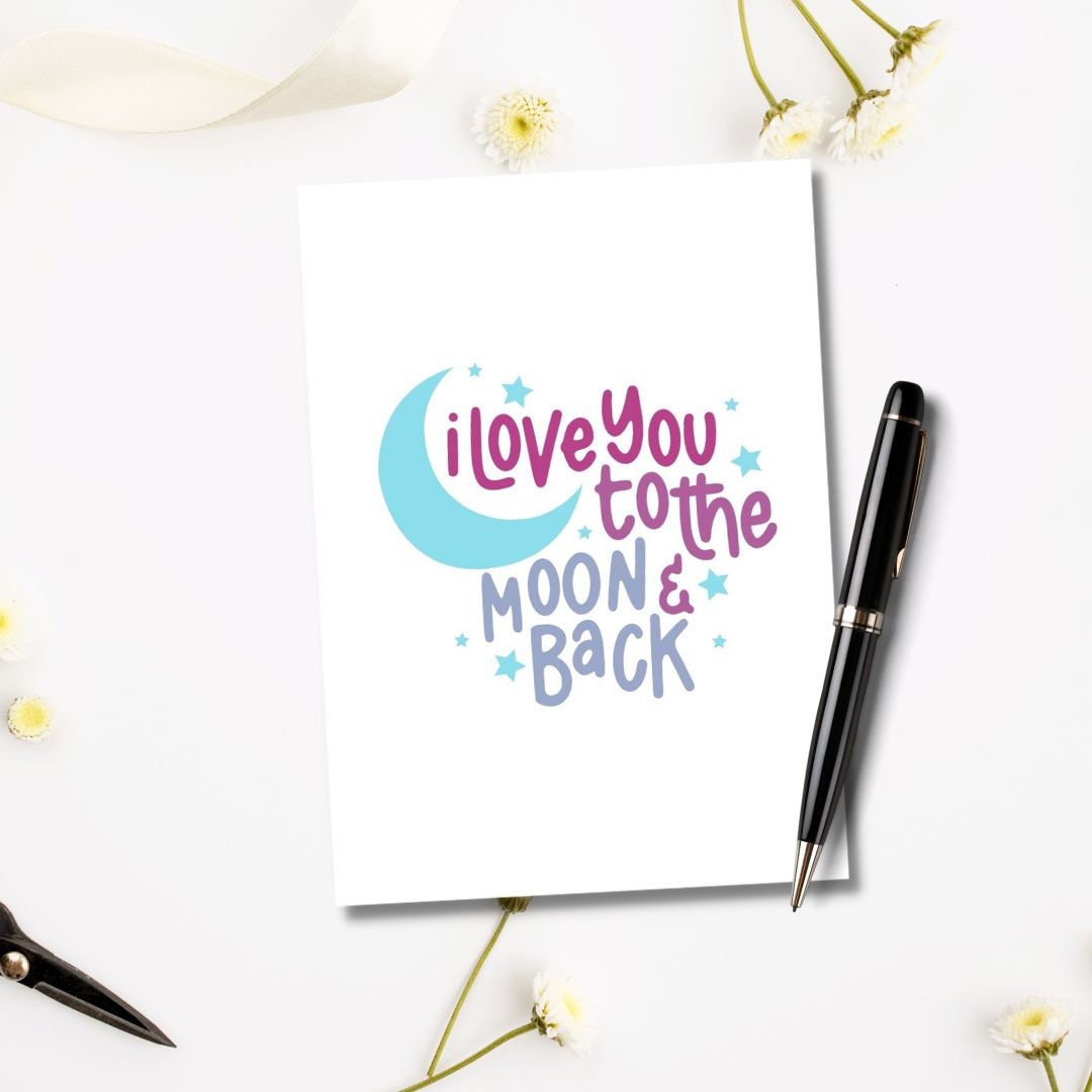 Printable I Love You to the Moon and Back Card | Instant Download ...