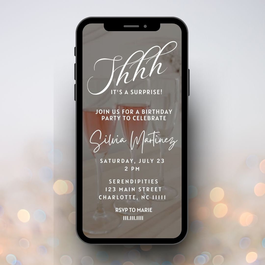 Surprise Birthday Party Video Invitation | Editable Canva Template ...