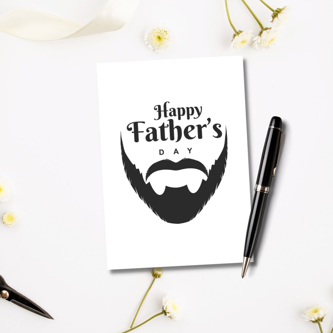 Printable Happy Father's Day Bearded Card | Instant Download | Father's ...