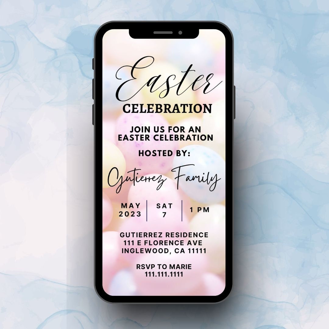 Easter Celebration Digital Invitation | Canva Editable Template ...