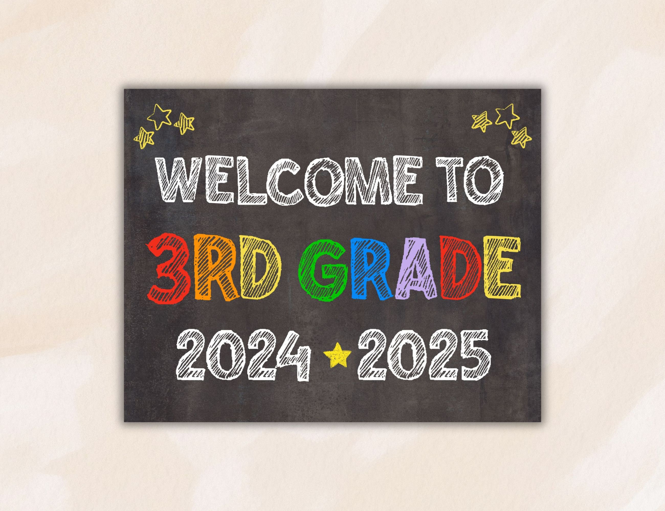 Printable Welcome to Third Grade Sign Chalkboard Classroom Sign Third ...