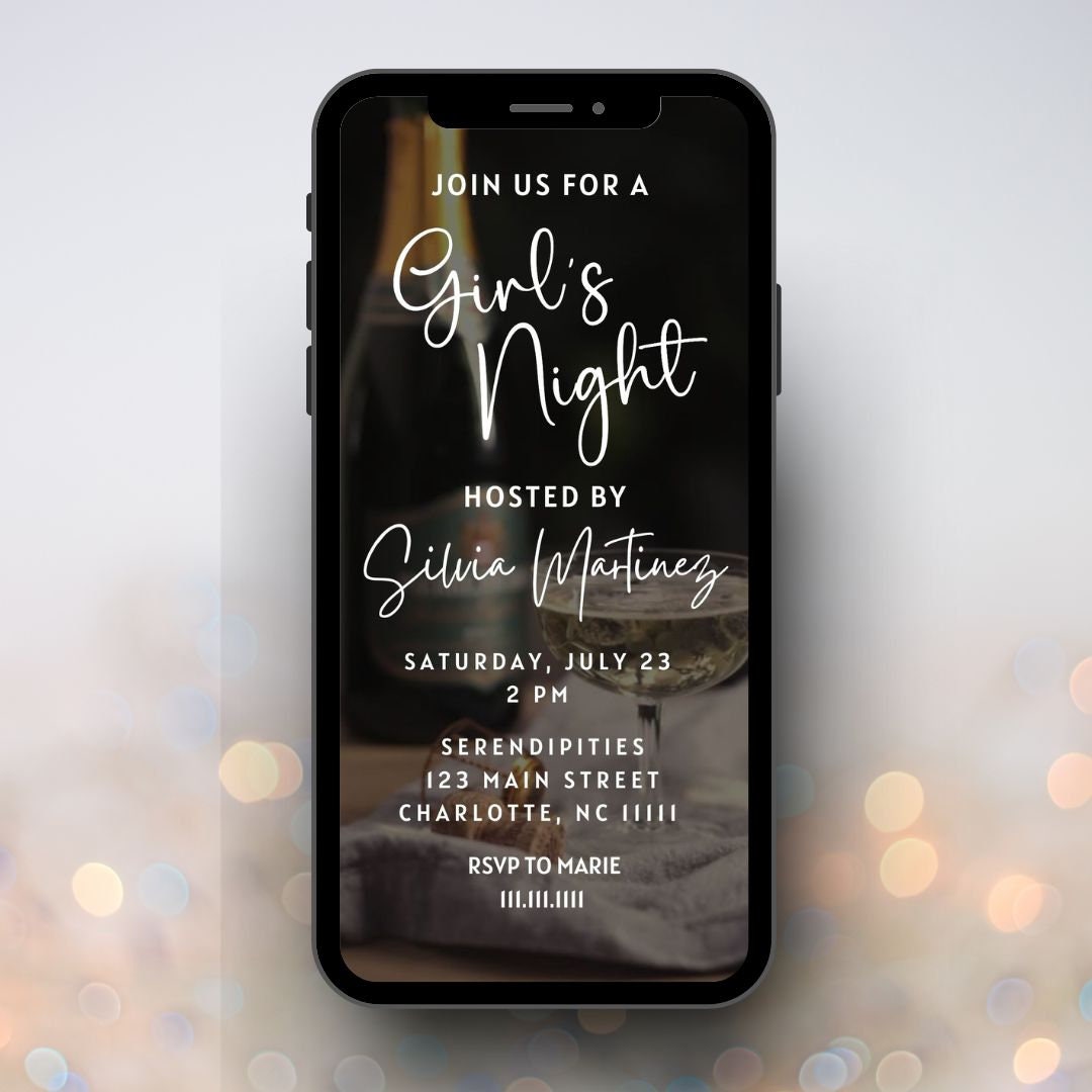 Girls Night Video Invitation | Editable Canva Template | Instant ...