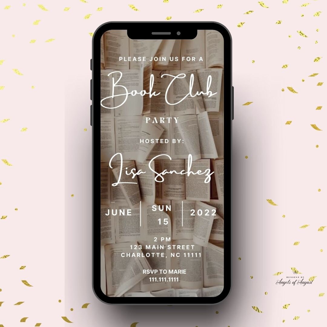 Book Club Video Invitation Template | Editable Canva Template | Book ...
