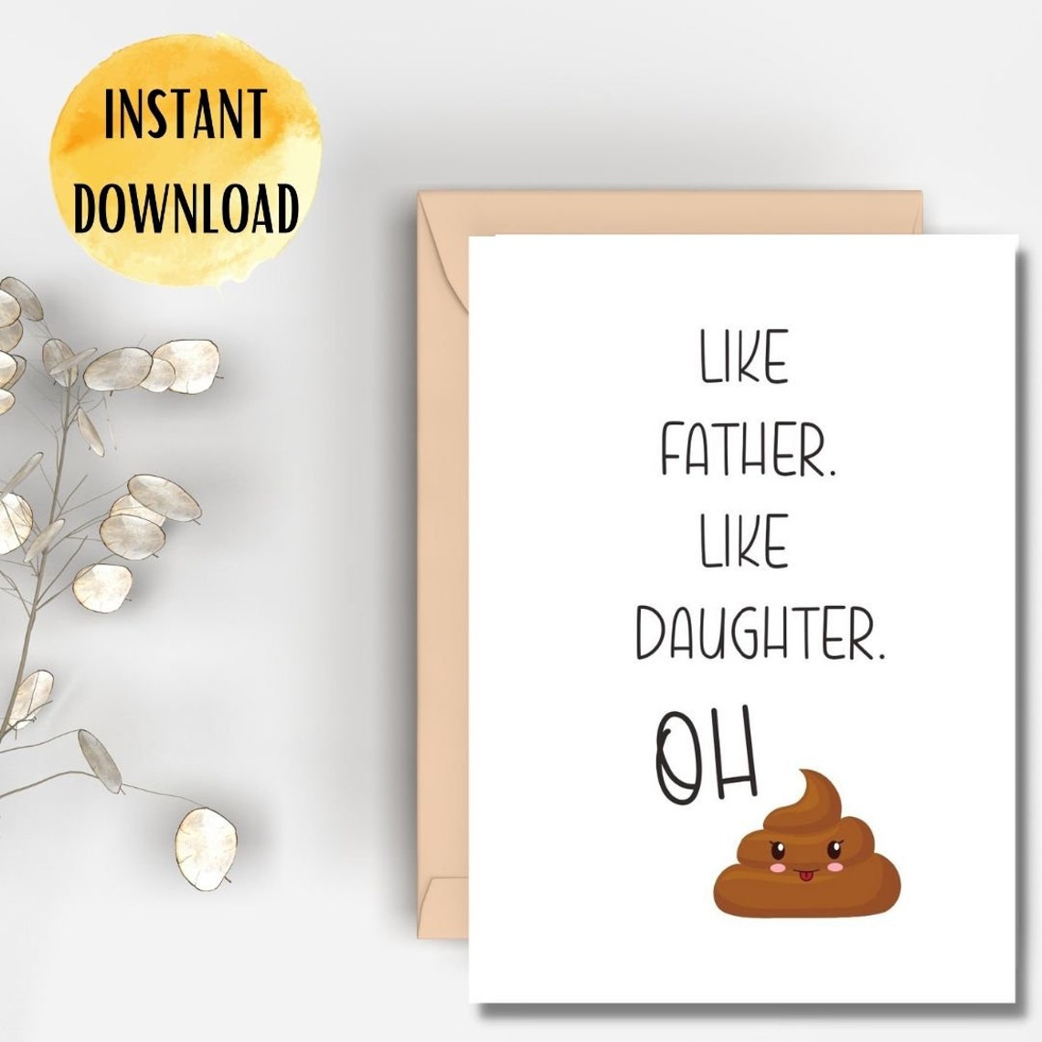 Printable Like Father Like Daughter Card Instant Download - Etsy