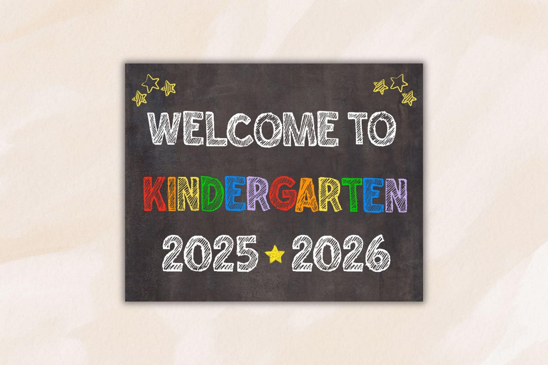Printable Welcome to Kindergarten Sign Colorful Classroom Sign ...