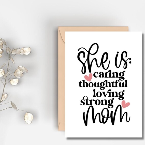 Printable She is Caring Thoughtful Loving Strong Card | Etsy