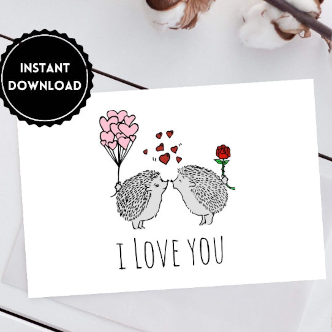 Porcupine Card Instant Download Valentine Card Funny Card Digital ...