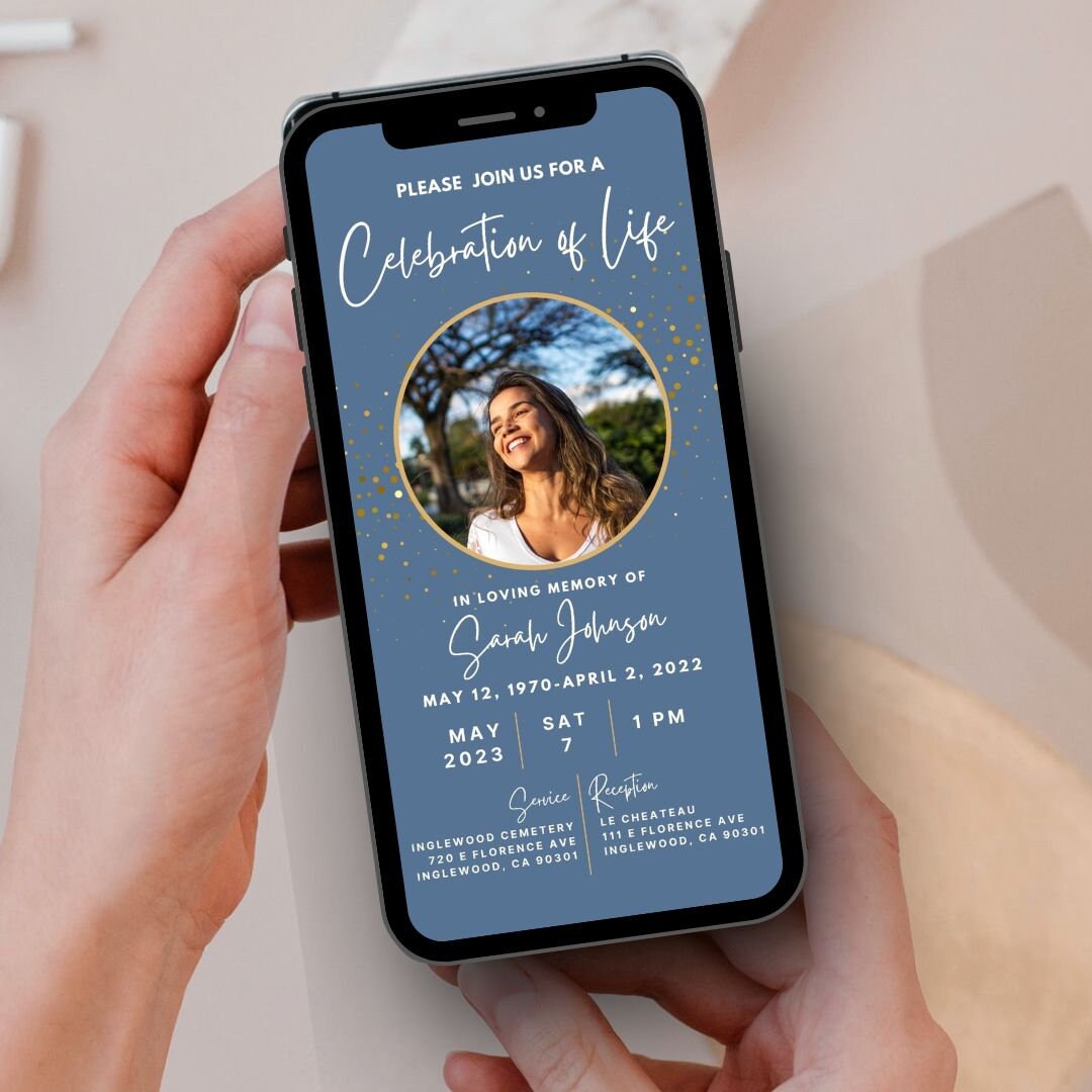 Memorial Invitation Electronic Celebration of Life Funeral E-vite ...