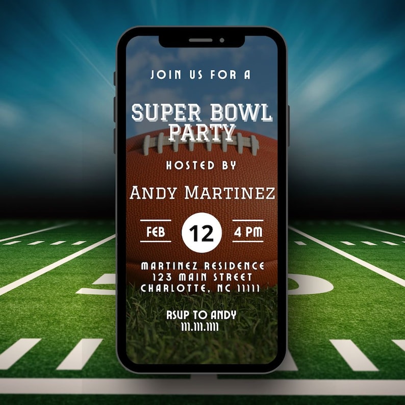 Super Bowl Party Digital Invitation Template Editable Canva - Etsy
