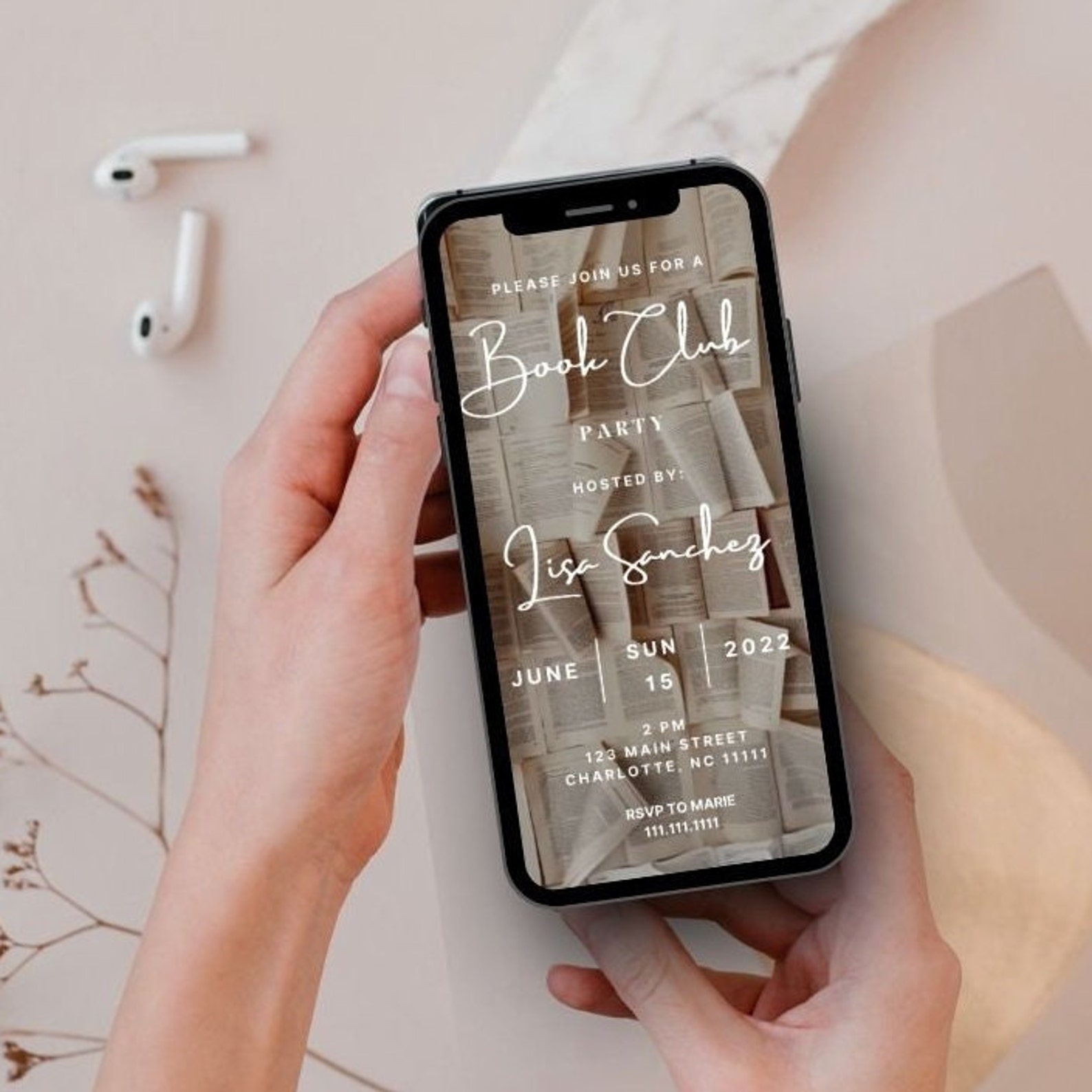 Book Club Video Invitation Template Editable Canva Template Book Party ...