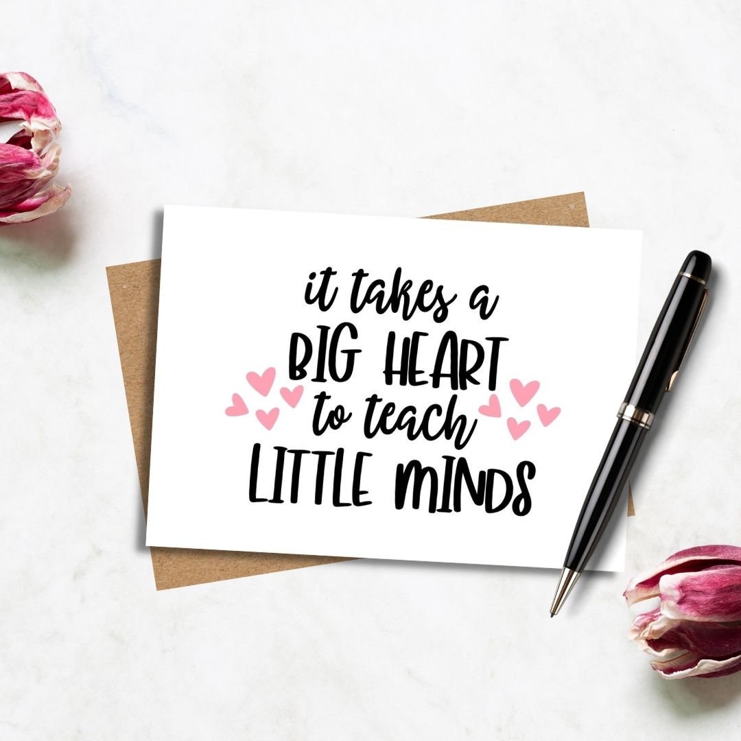 Printable It Takes A Big Heart to Teach Little Minds Card | Instant ...