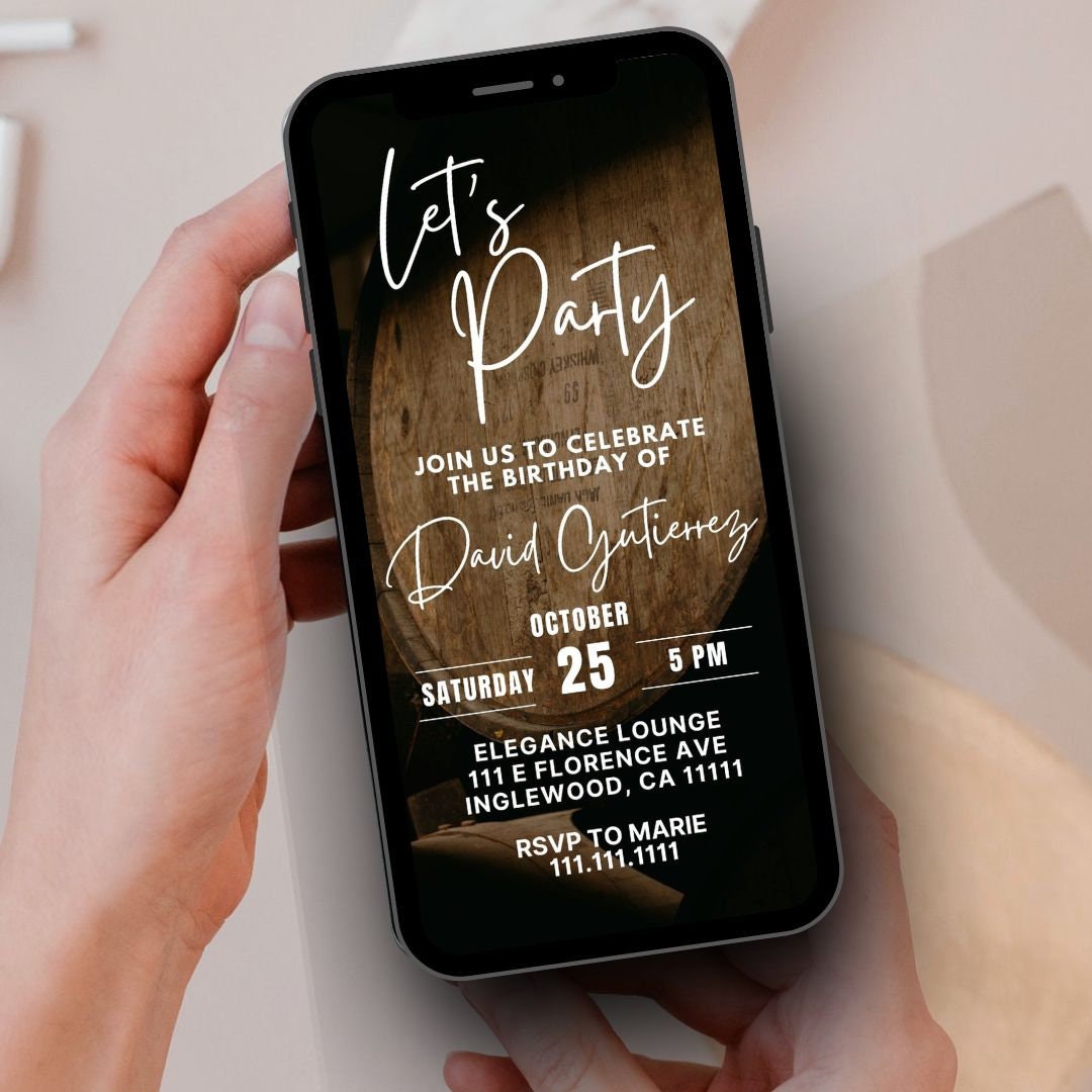 Let's Party Digital Invitation Editable Canva Template Distillery Party ...