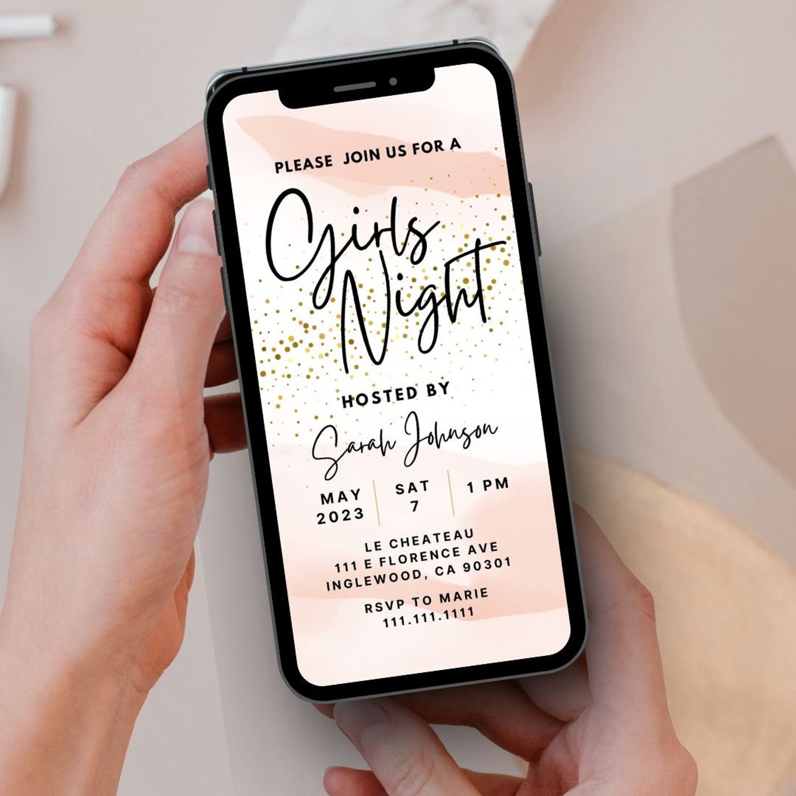 Girls Night Digital Invitation Editable Canva Template Instant Download ...