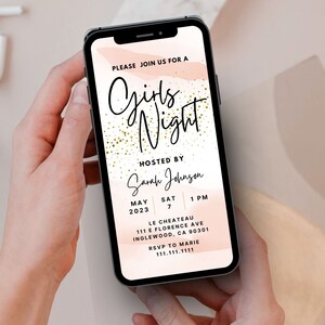 Girls Night Digital Invitation | Editable Canva Template | Instant ...