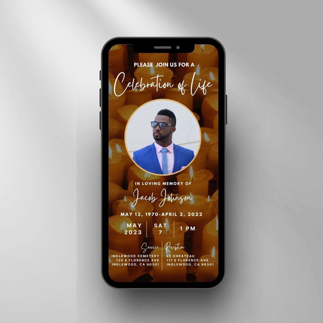 Memorial Invitation Electronic Celebration of Life Funeral E-vite ...