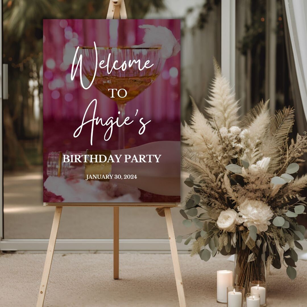 Birthday Party Welcome Sign | Editable Canva Template | Instant ...