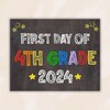 Printable First Day of Fourth Grade Sign Back to School Chalkboard Sign ...