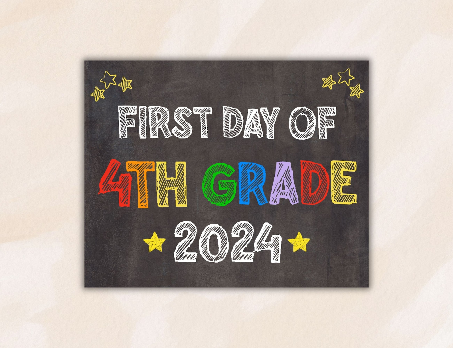 Printable First Day of Fourth Grade Sign Back to School Chalkboard Sign ...
