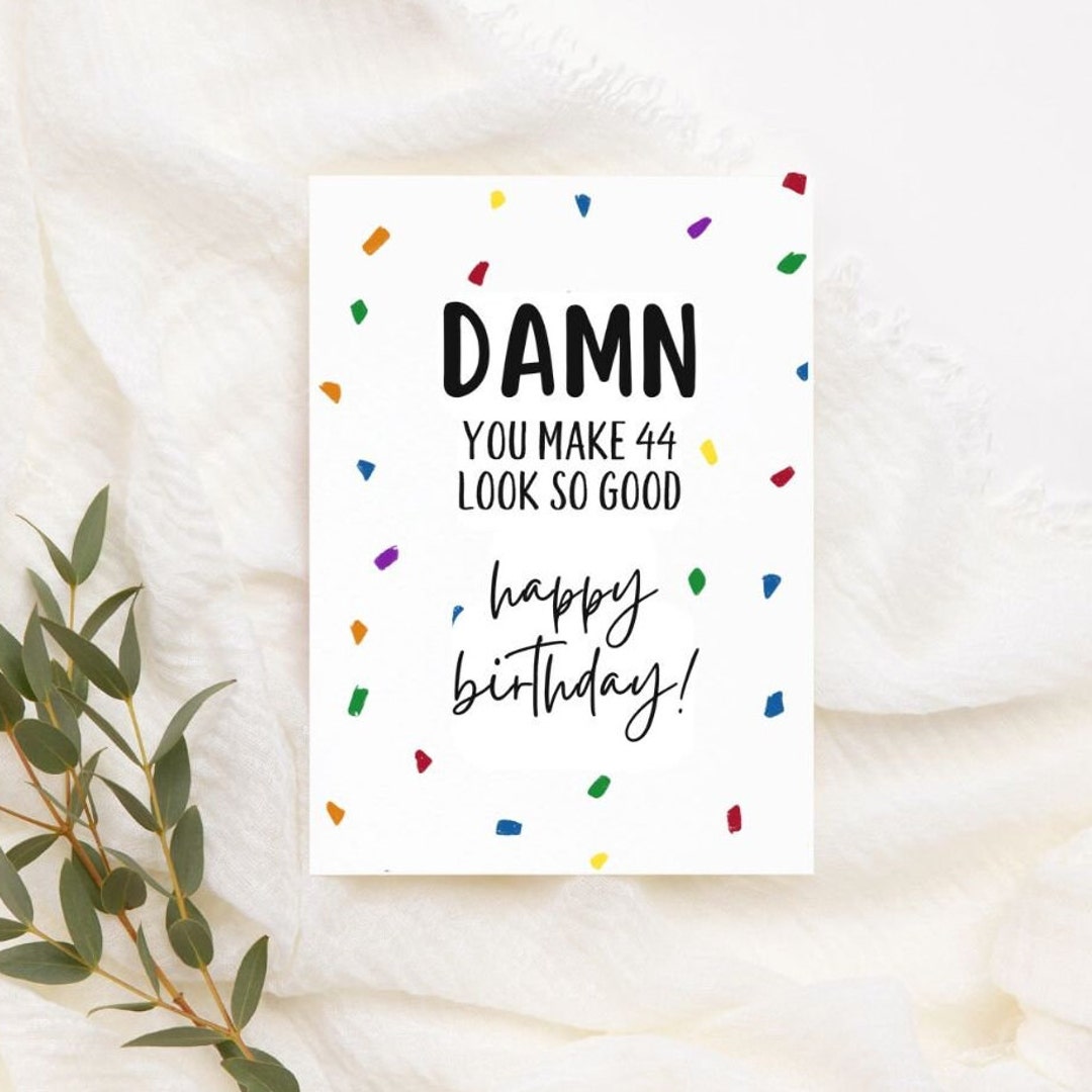 Printable 44th Birthday Card | Instant Download | Funny Birthday Card ...