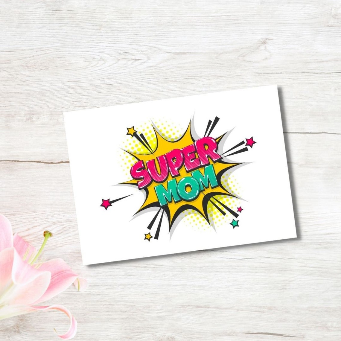 Printable Super Mom Mother's Day Card Instant Download - Etsy