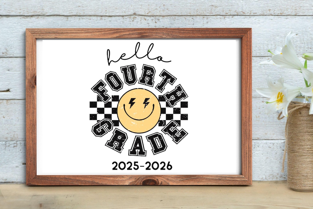 Printable First Day of Fourth Grade 2025 Sign Fourth Grade Sign Hello ...