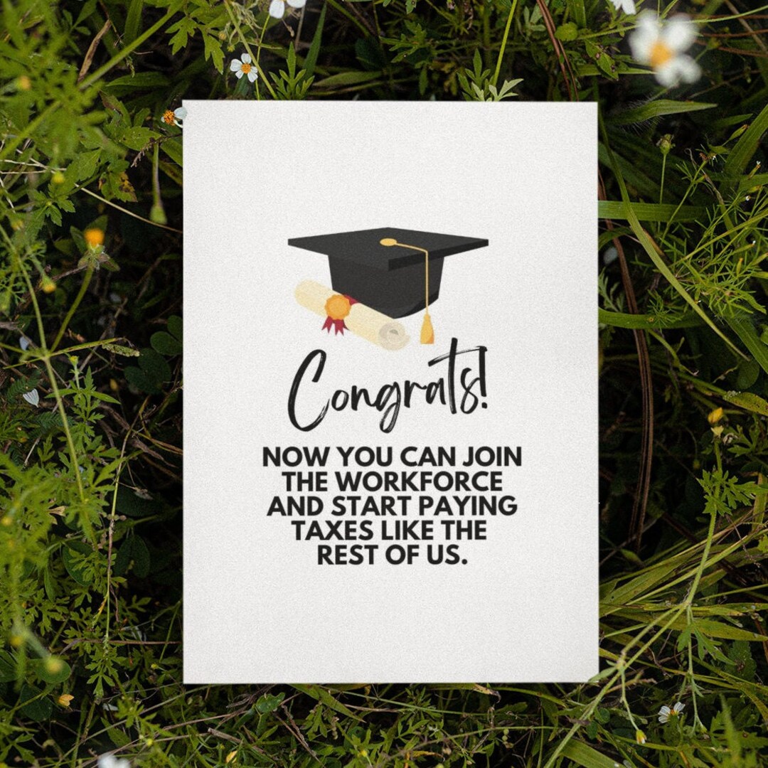 Printable Funny Graduation Card | Work Graduation Card | Instant ...