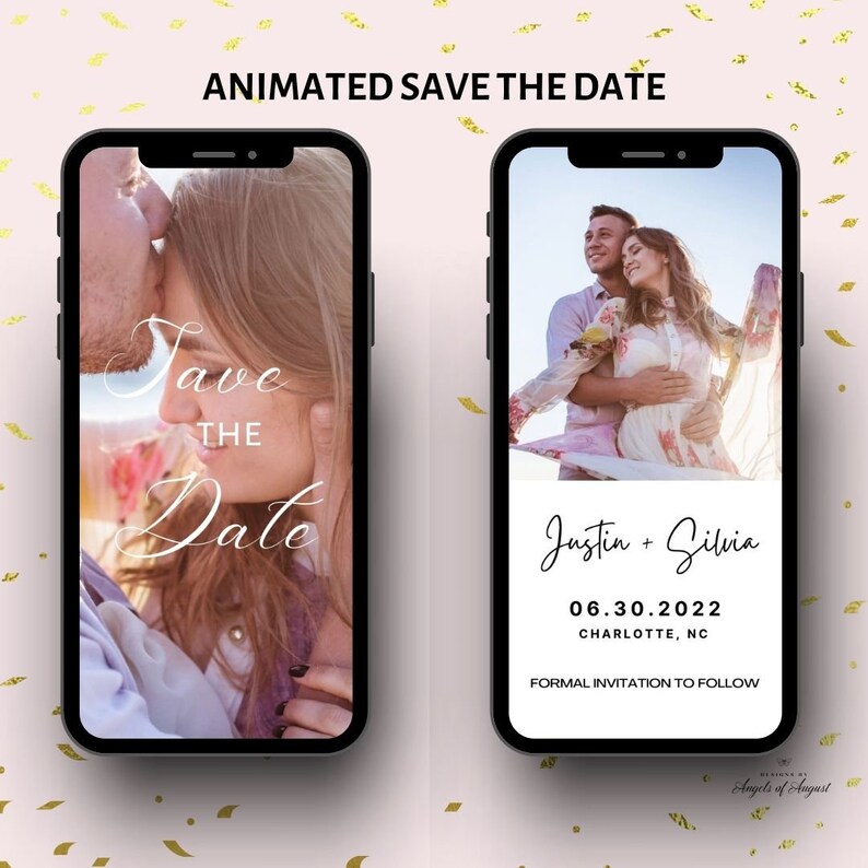 Animated Save the Date Digital Invitation | Editable Canva Template ...