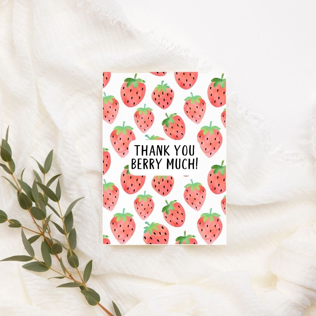 Printable Thank You Berry Much Card Instant Download Funny Pun Card ...
