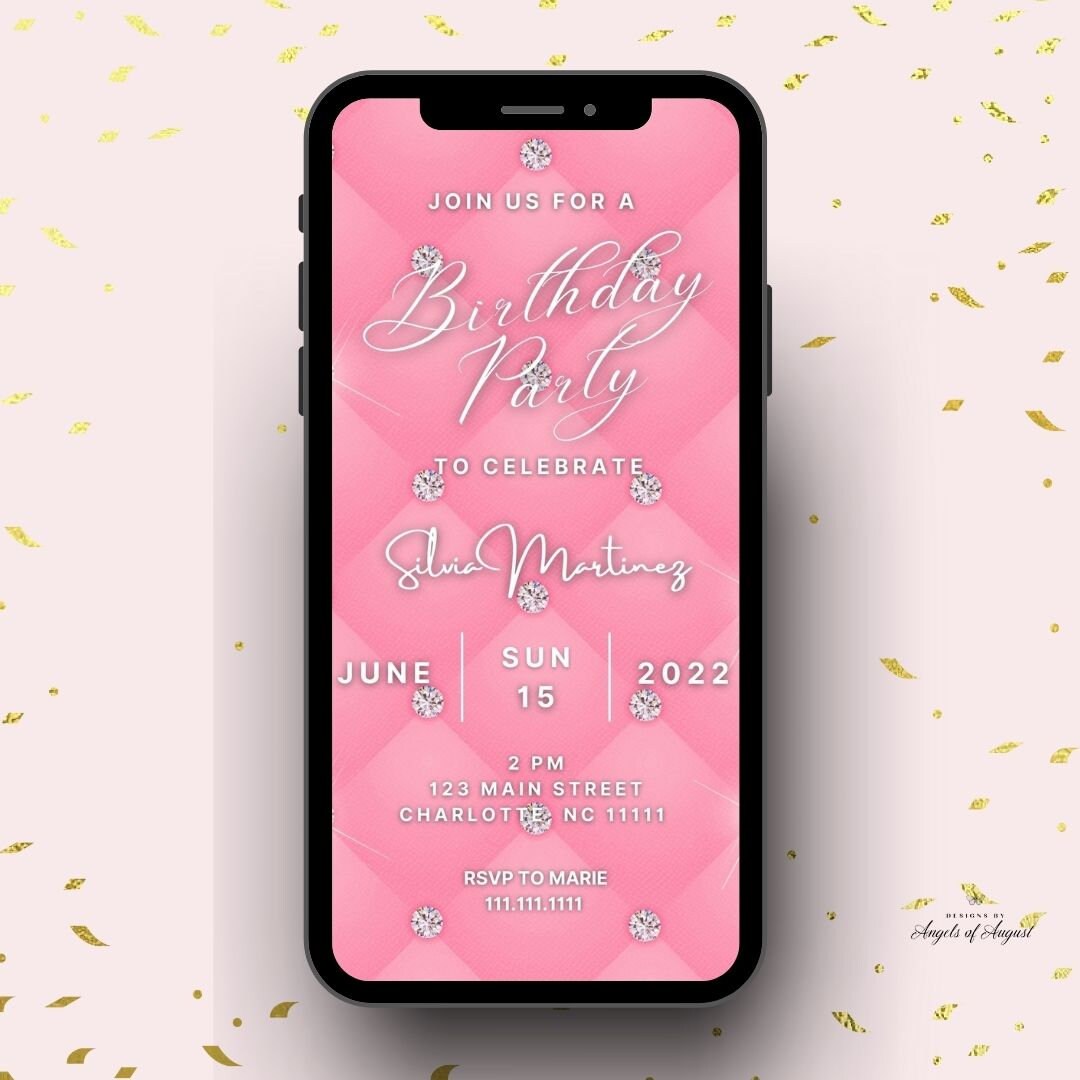 Pink Tufted Digital Invitation Instant Download Girl - Etsy