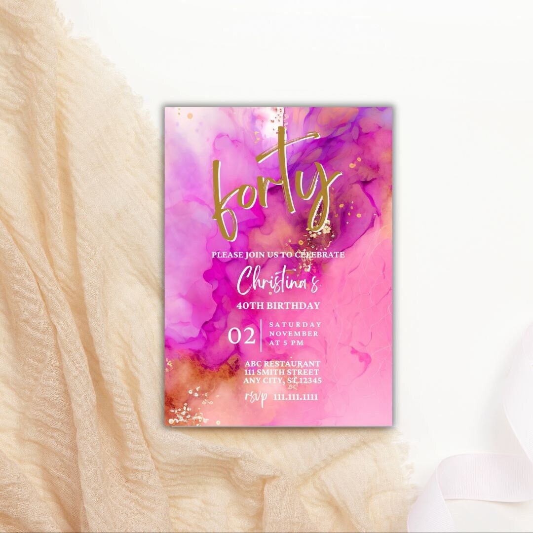 Forty Birthday Invitation Template | Instant Download | Editable Canva ...