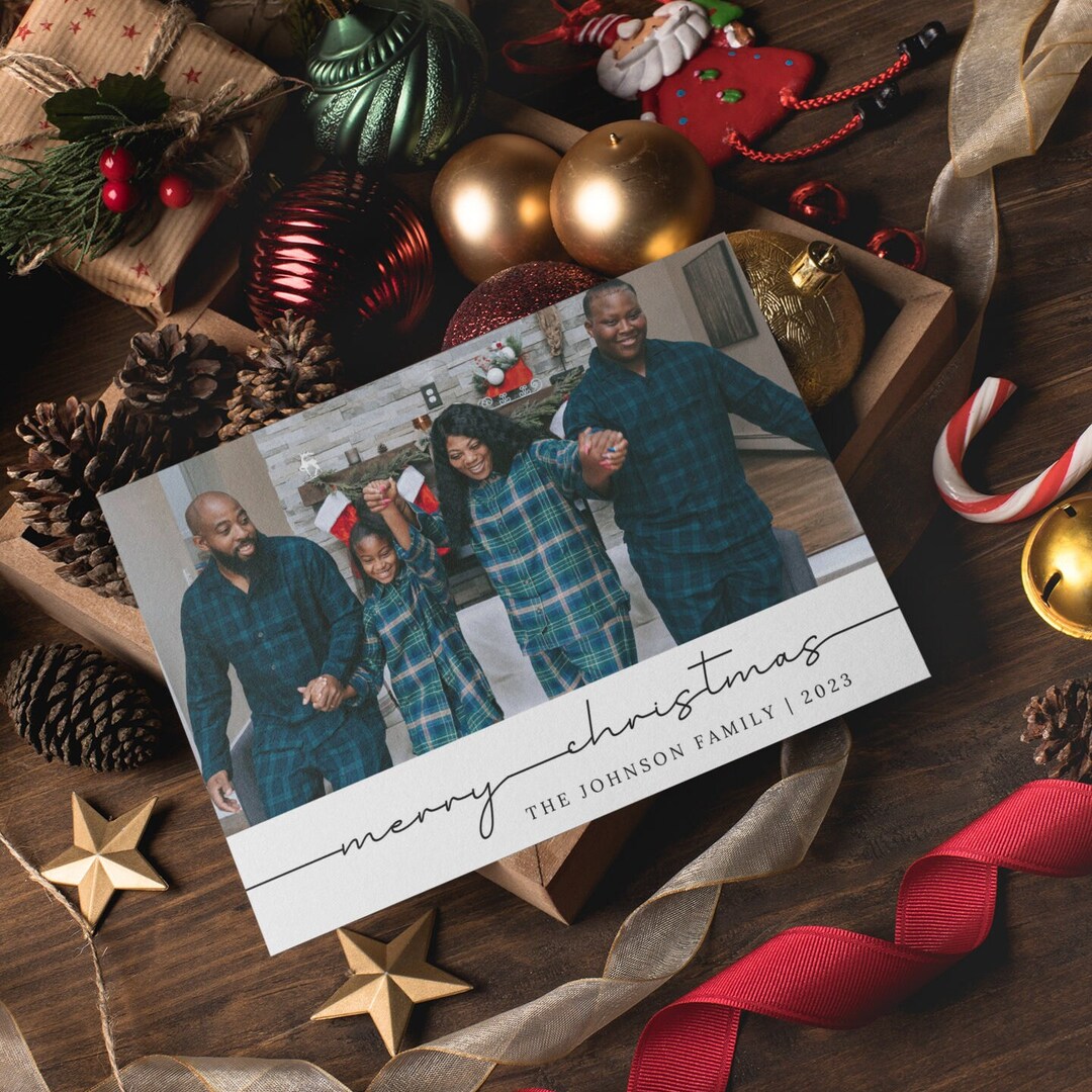 Photo Christmas Card Template Printable Xmas Card Photo Holiday Card ...
