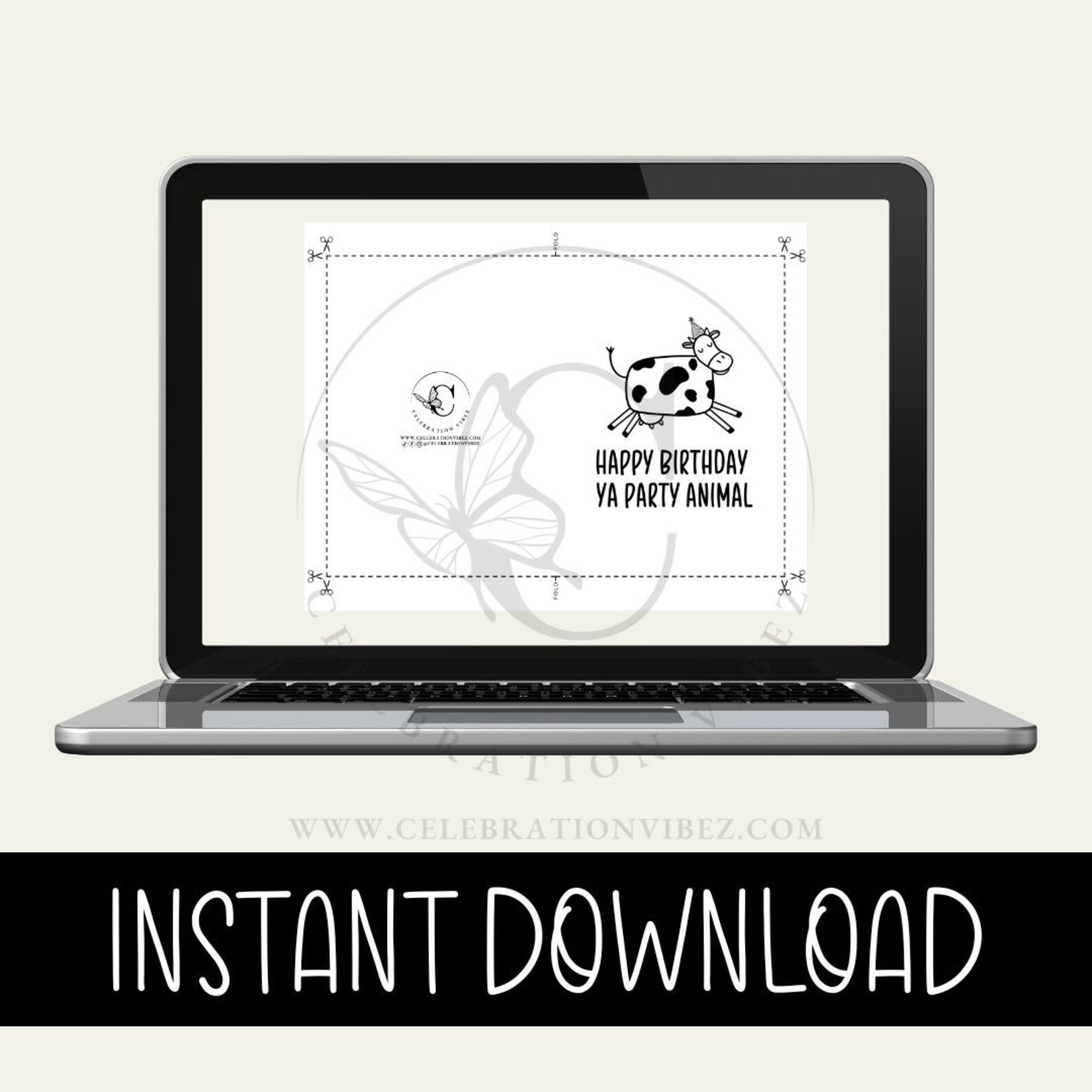 Printable Happy Birthday Ya Party Animal Card | Instant Download ...