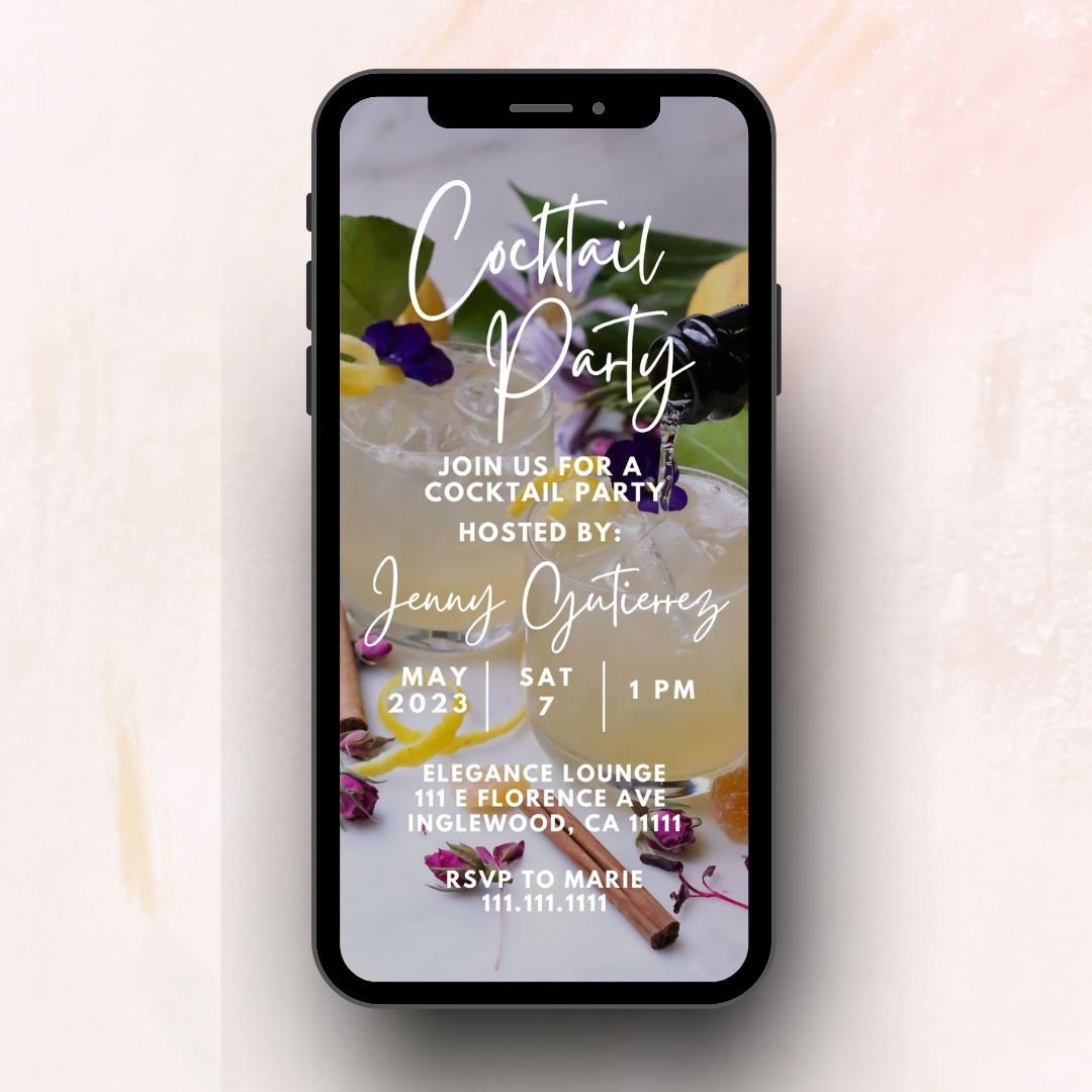 Cocktail Party Digital Invitation | Editable Canva Template | Instant ...